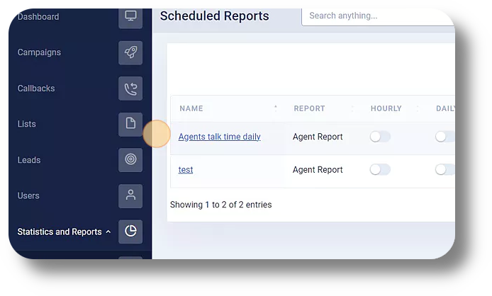 Statistics and Reports - Scheduled reports