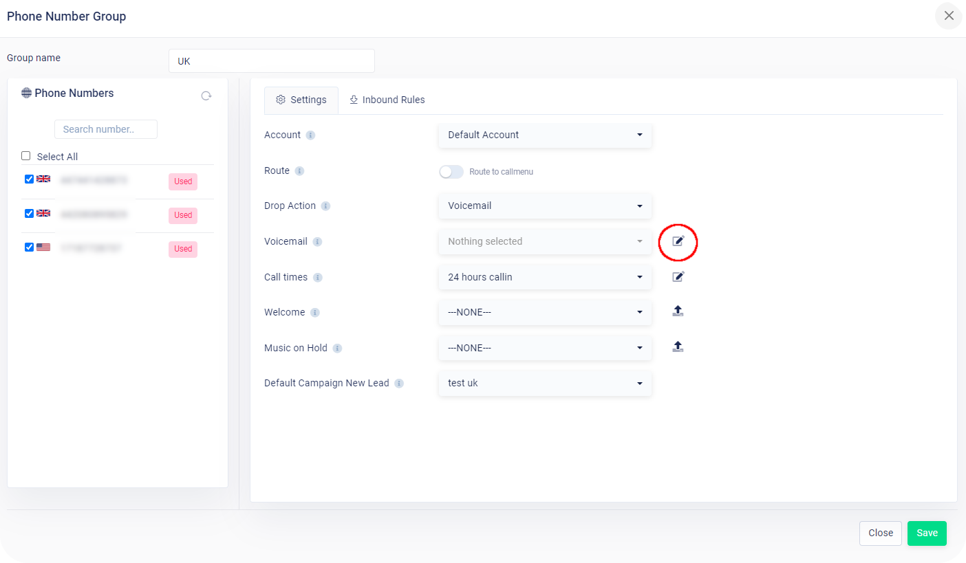 Configuring Inbound Rules for incoming calls